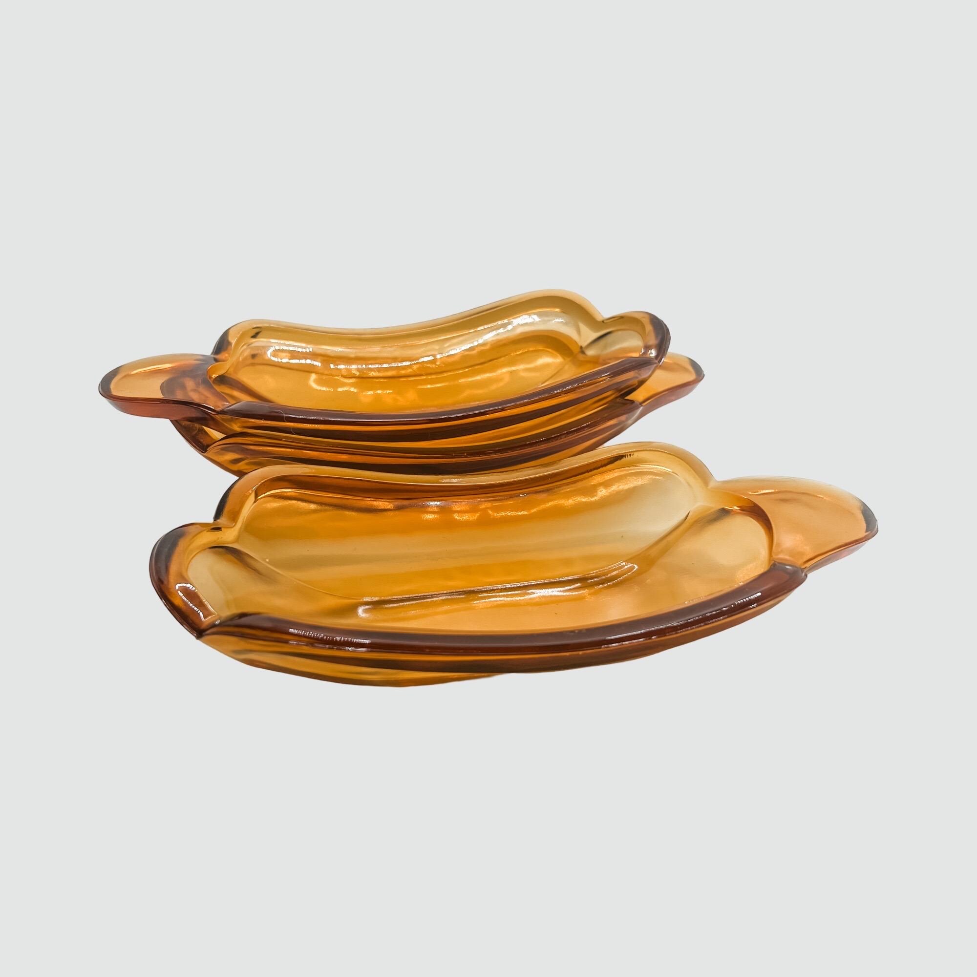 Vintage Amber Banana Split Dishes, Indiana Glass Banana Split Bowl, Set ...