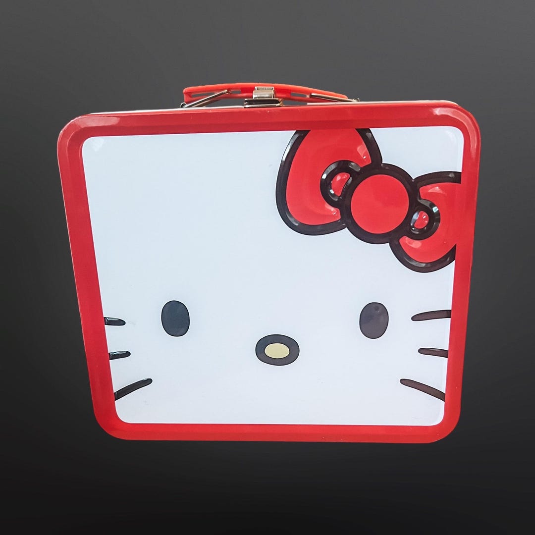 Hello Kitty Lunch Box, Black White Red Metal Hello Kitty Lunch Box ...