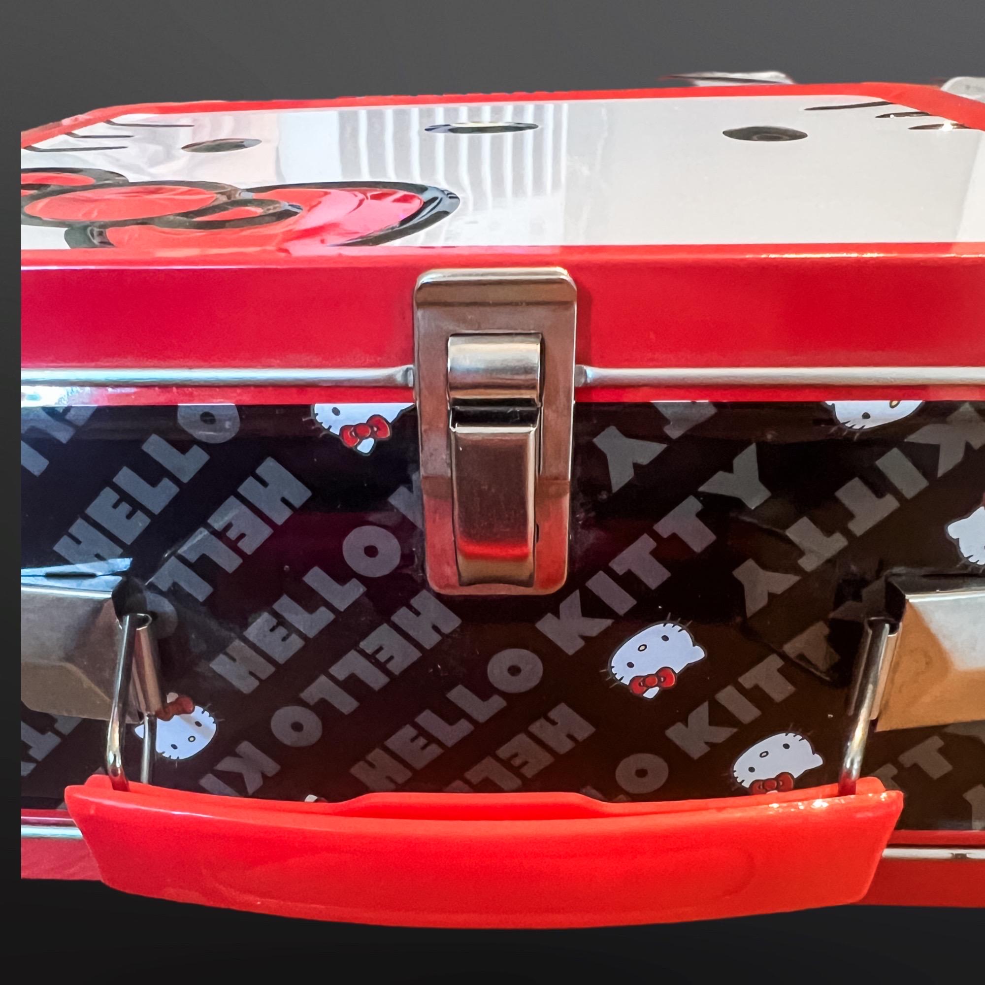Hello Kitty Lunch Box, Black White Red Metal Hello Kitty Lunch Box ...