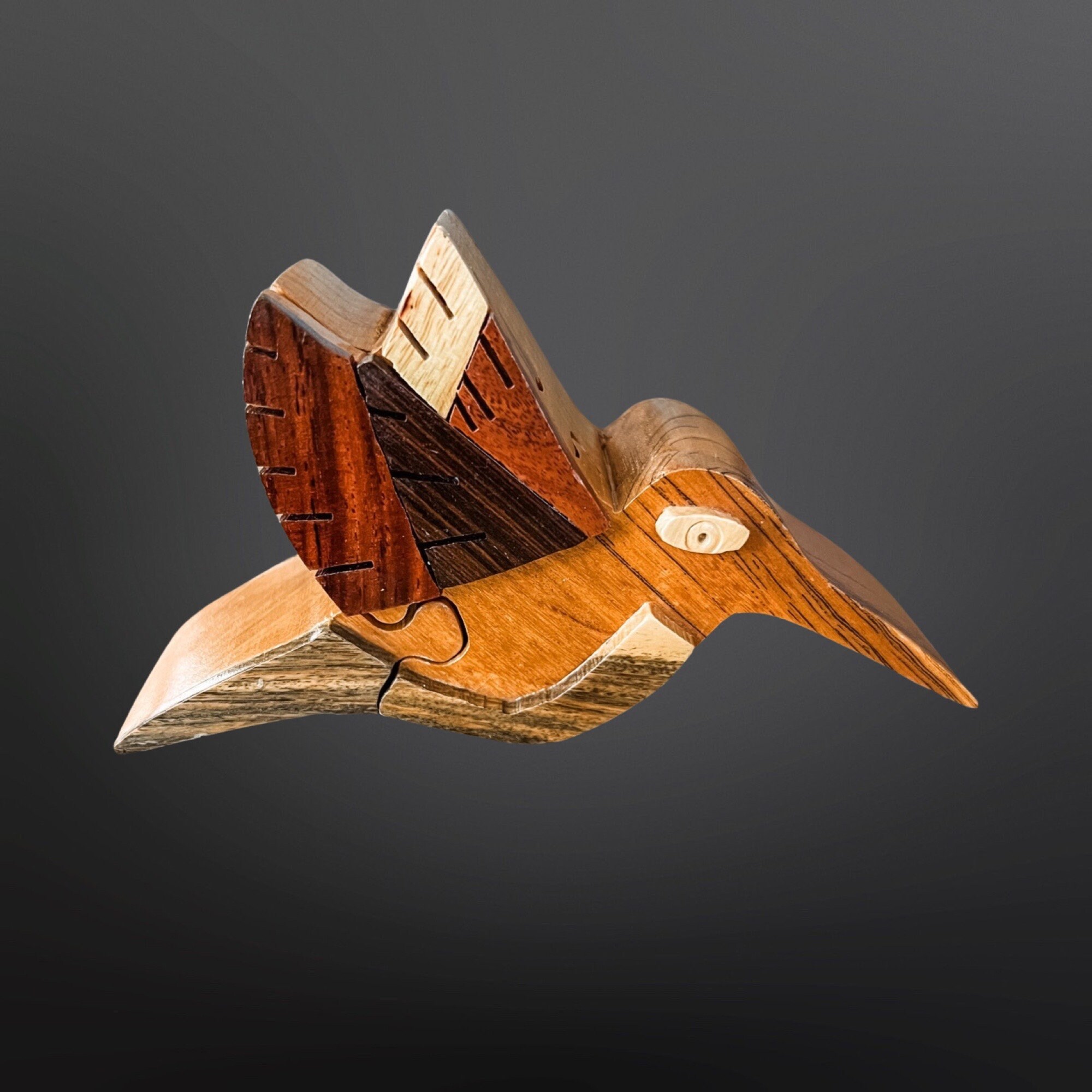 MCM Vintage Bird Puzzle Box Toy, Handcarved Wood Toy With Secret ...