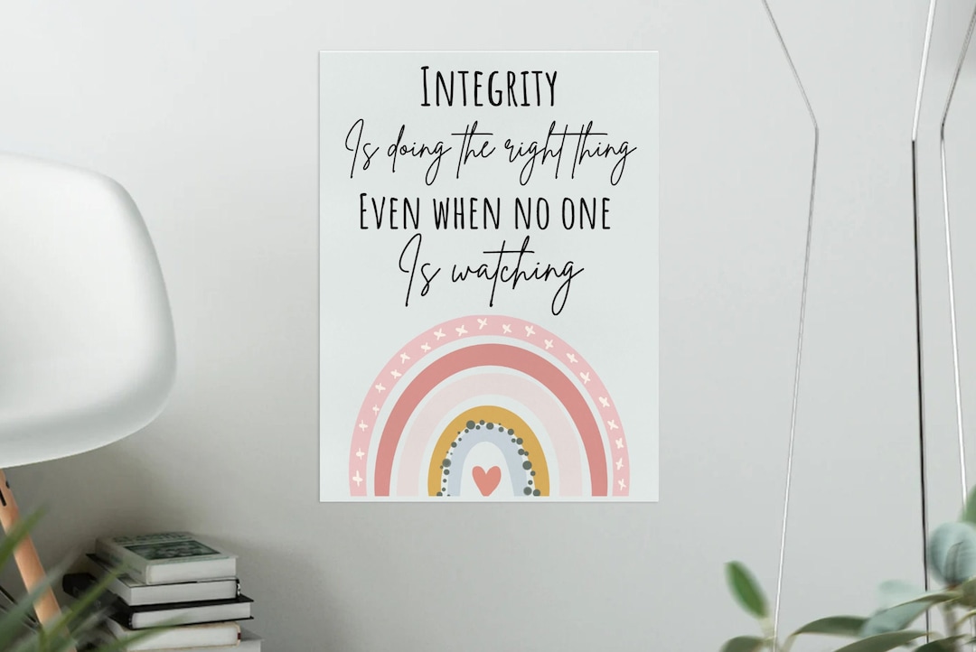 Integrity Wall Art Poster or Canvas for Classroom or Child's Bedroom ...