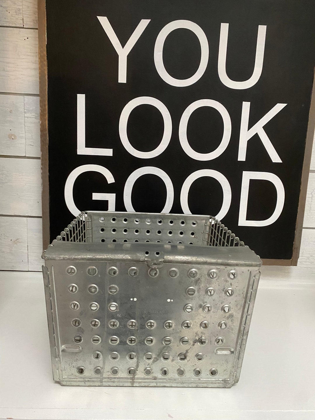 Vintage Metal Locker Bin, Metal Wire Basket, Storage Basket, Metal ...