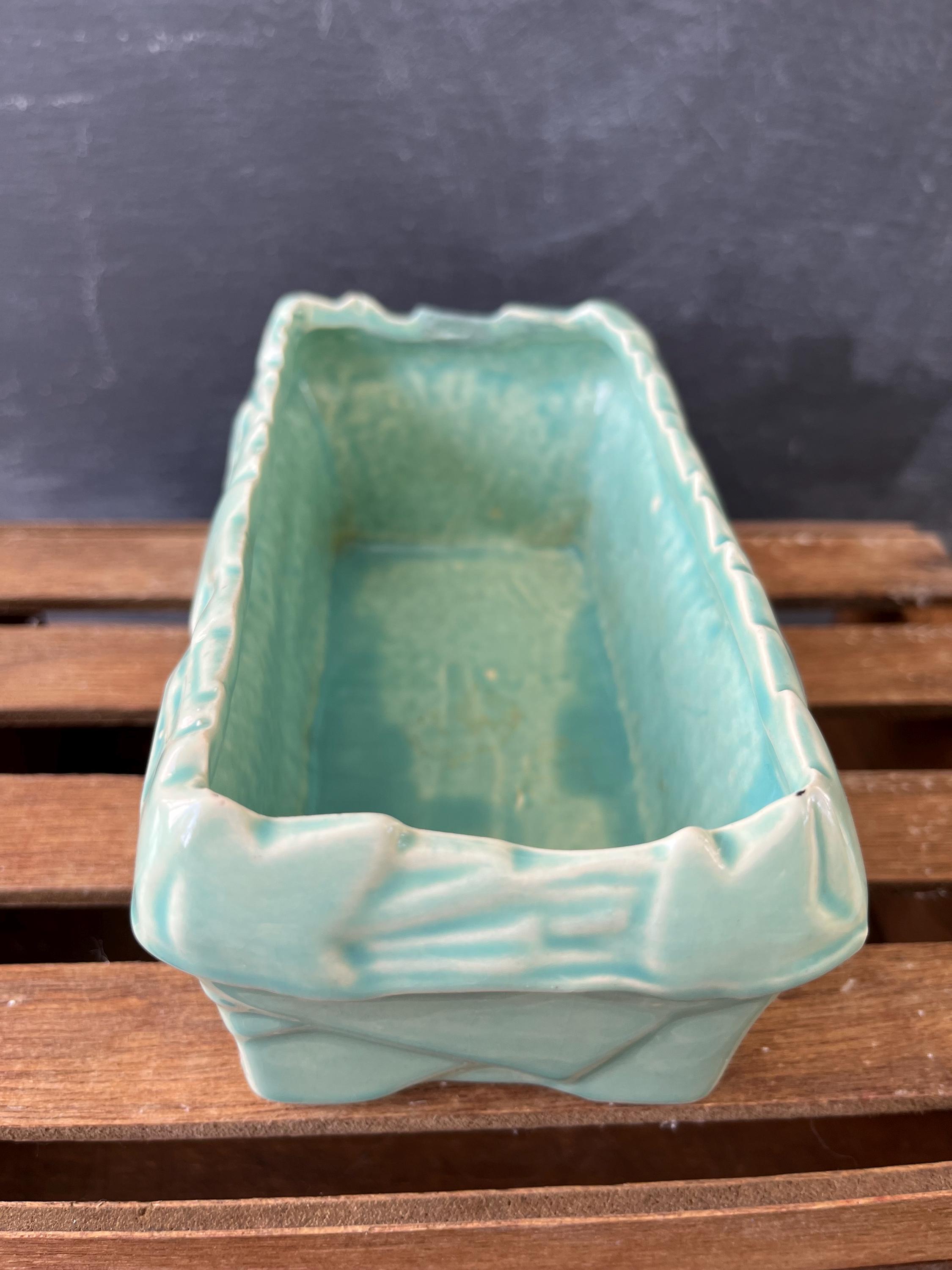 Vintage Mccoy Pottery Aqua Blue Rectangular Ivy Strap Planter - Etsy