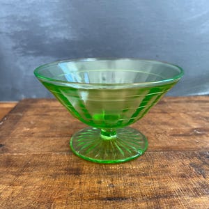 Vintage 1930's Anchor Hocking Block Optic Footed Bowl, Green Depression ...