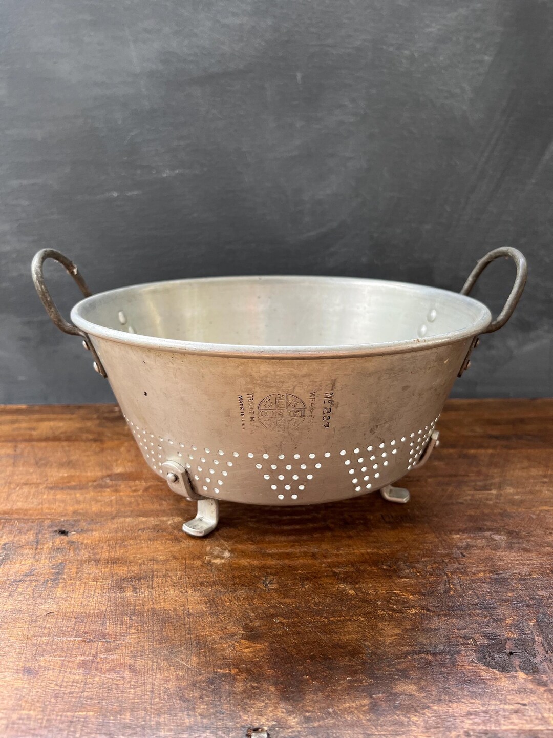 Vintage Wear-ever Aluminum Footed Strainer, No. 207, Colander ...
