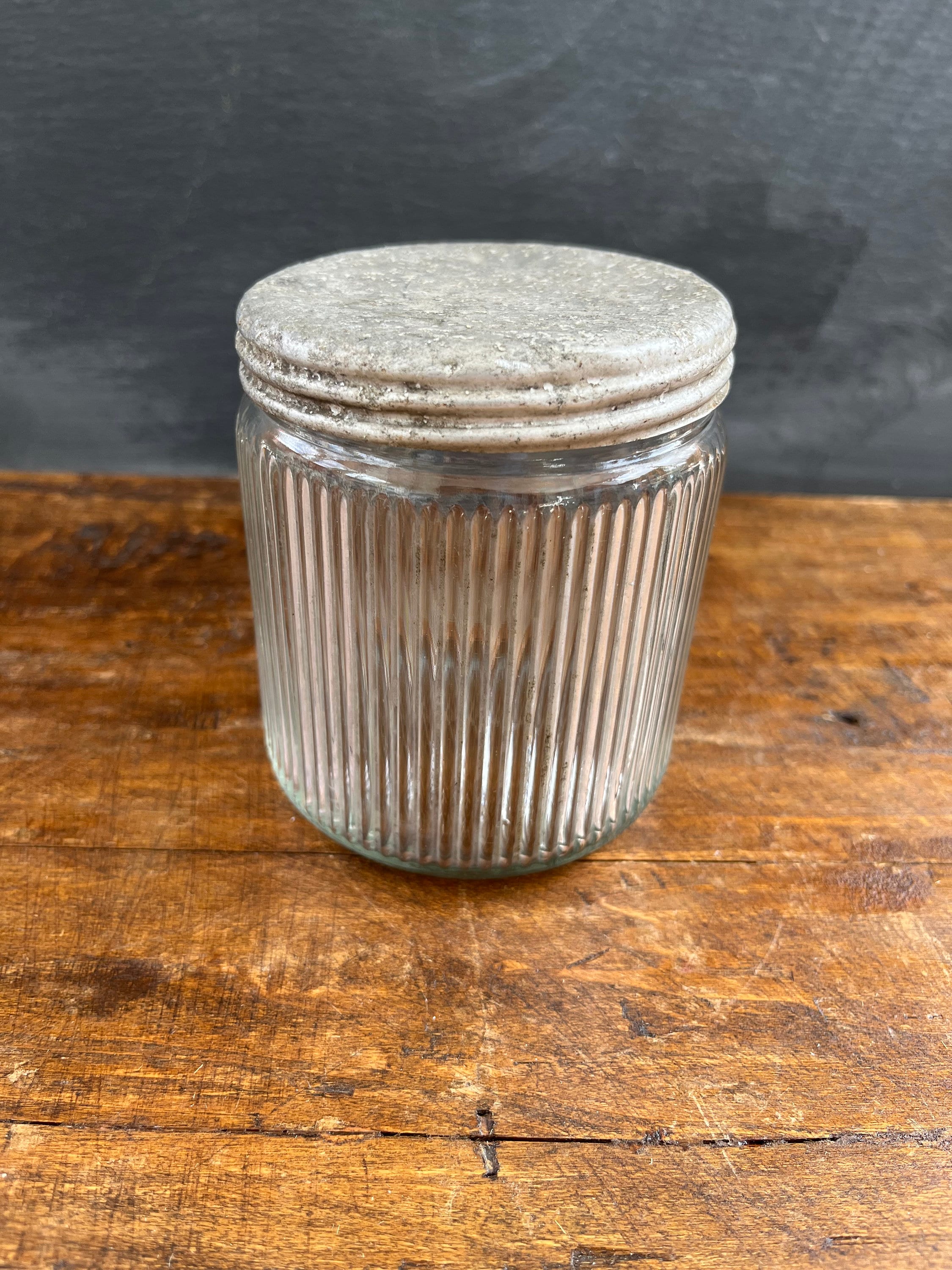 Vintage Burma Shave Ribbed Glass Jar With Metal Lid, One Pound ...