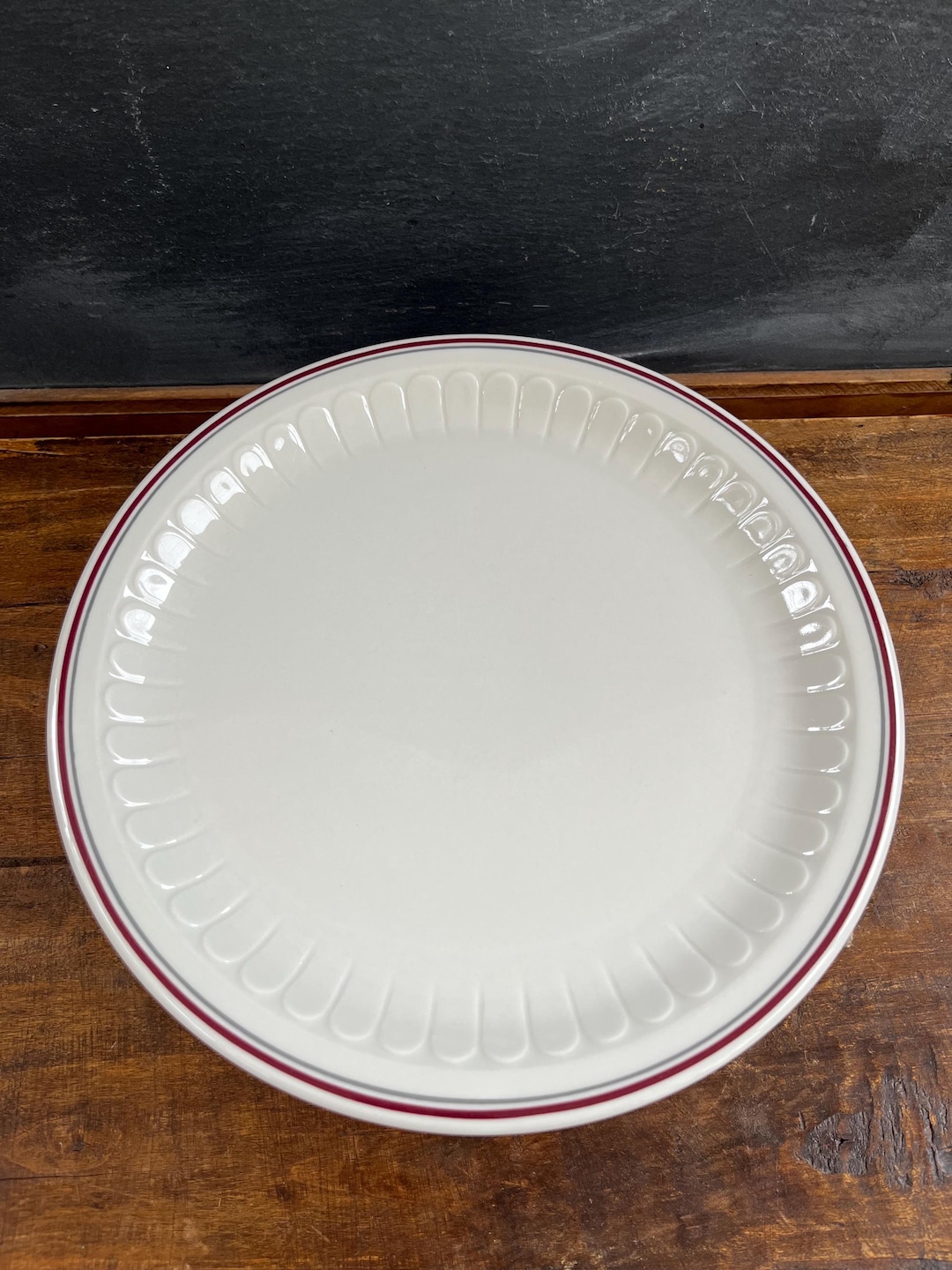 Vintage Shenango China Red, White and Grey Paisley Border 9” Dinner ...