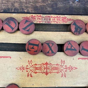 Antique Wooden Moveable Alphabet Spelling Board, Puzzle Board ...