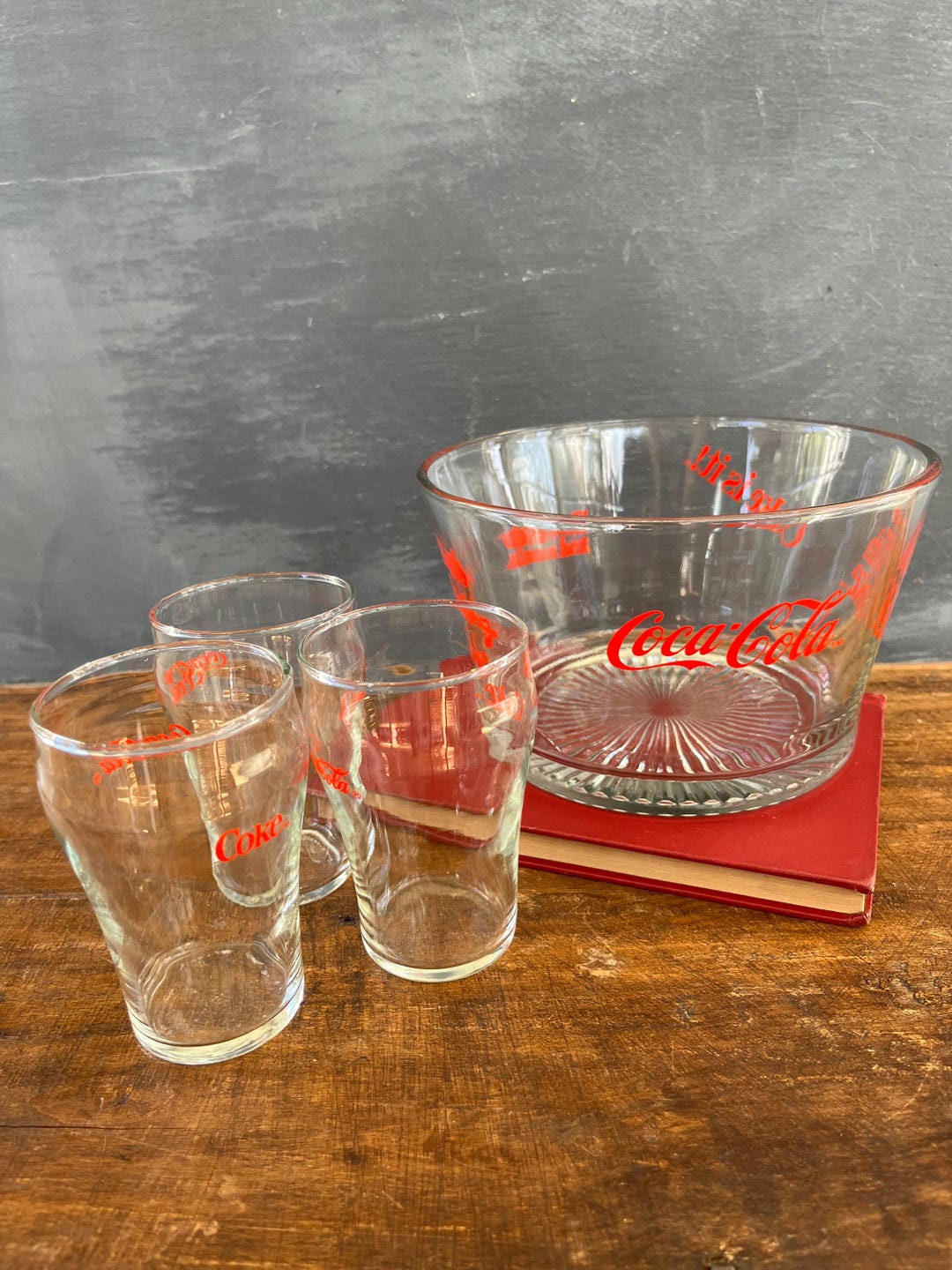 Vintage Coca Cola Ice Bucket/snack Bowl With Three Glasses - Etsy