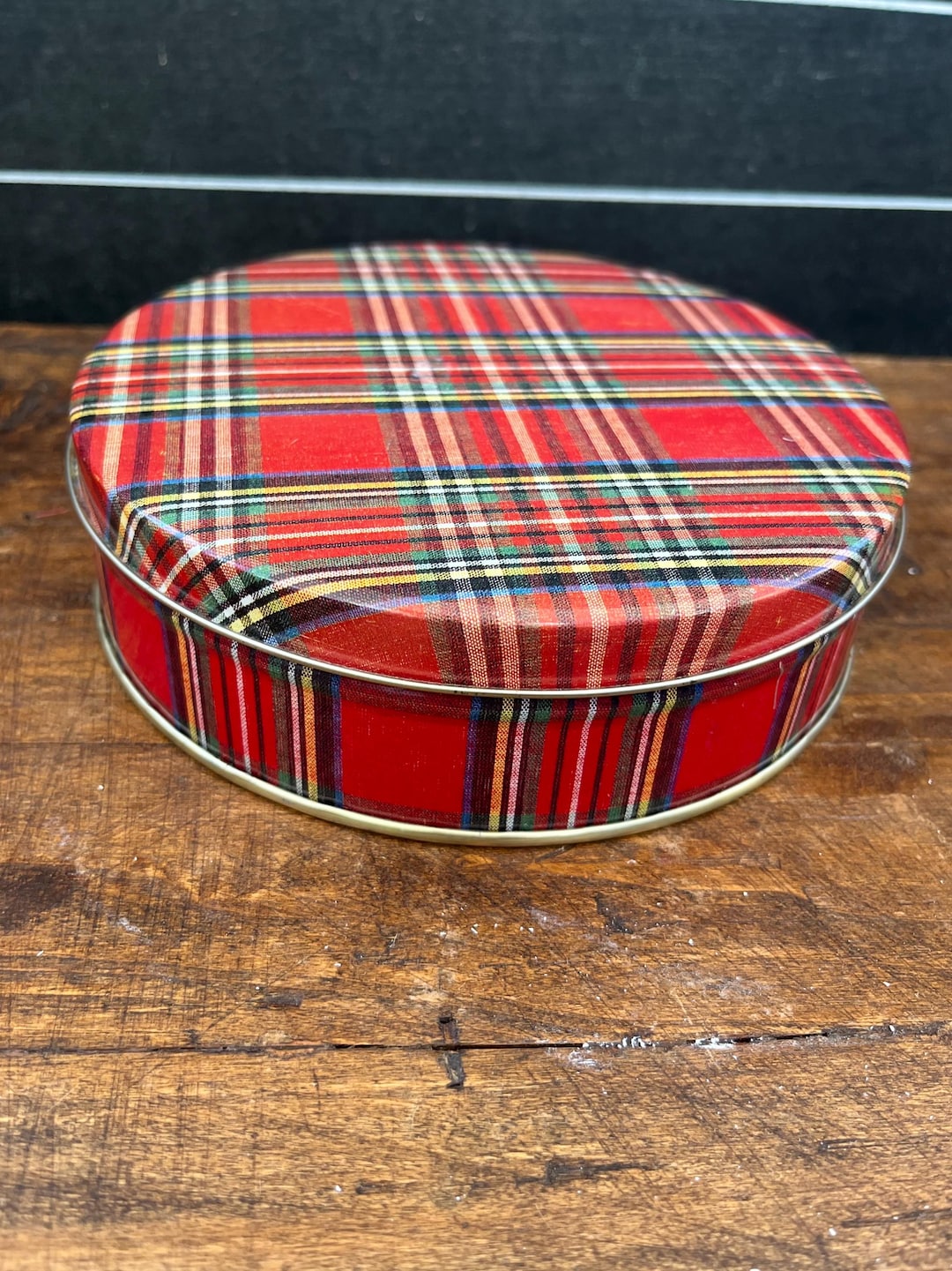 Vintage Red Tartan Plaid Tin, Retro Design, Storage Tin, Holiday Tin ...