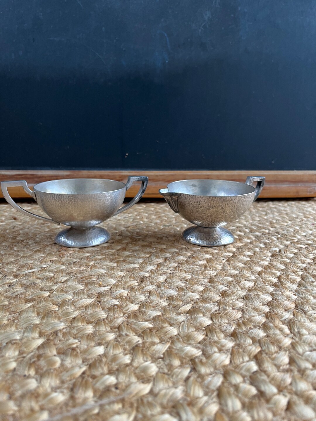 Vintage Benedict Silver Sugar and Creamer Set, Hammered Silver, 14C2 ...