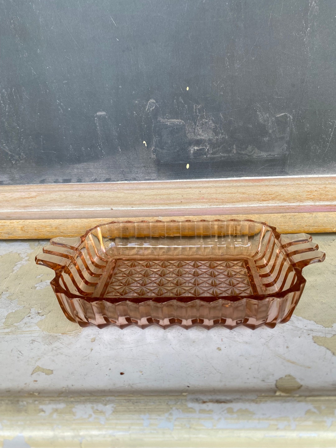 Anchor Hocking Pink Depression Glass Tray, Old Cafe Pattern, Rounded ...