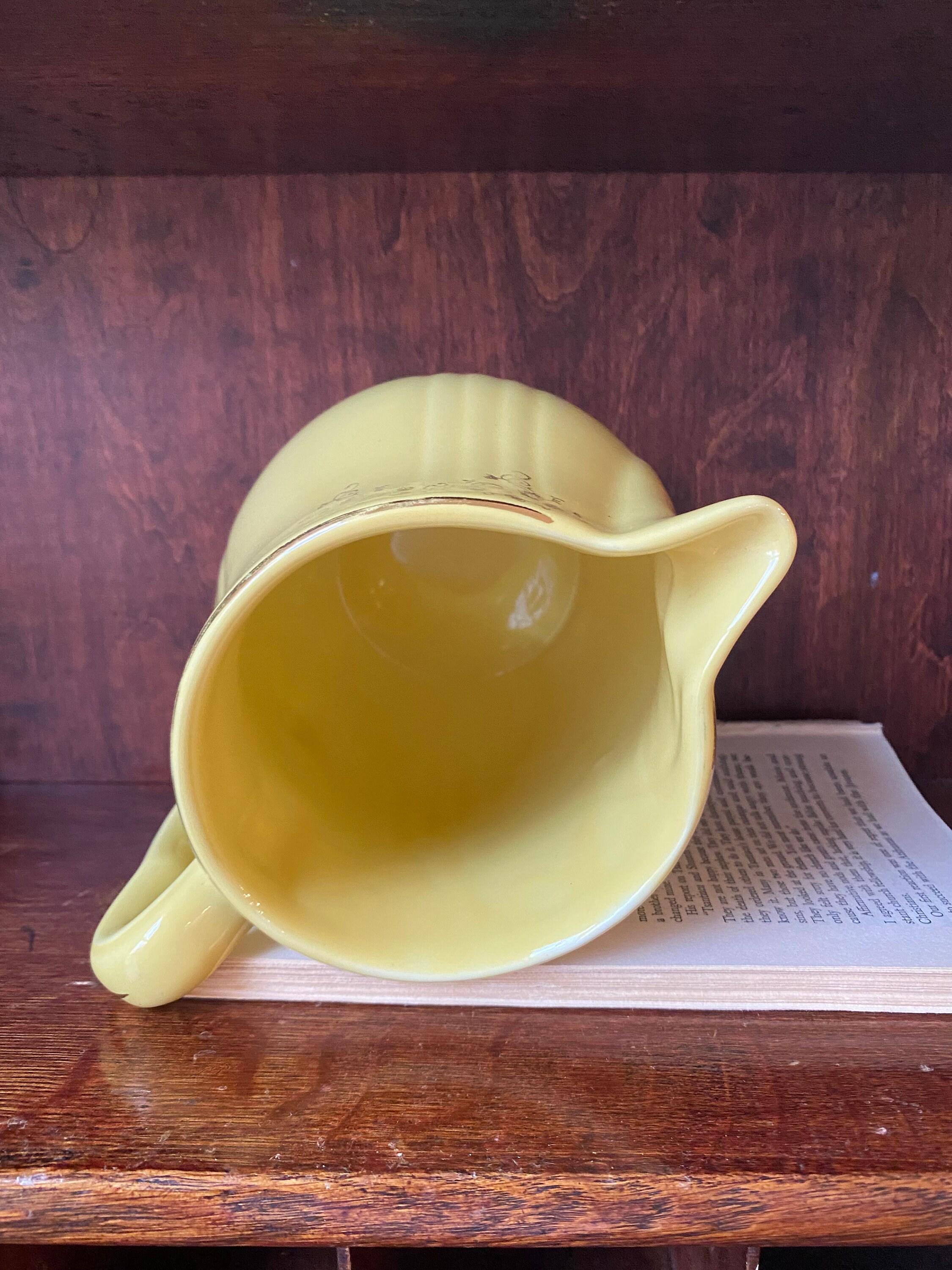 Vintage Halls Superior Quality Kitchenware Yellow With Gold Pitcher ...