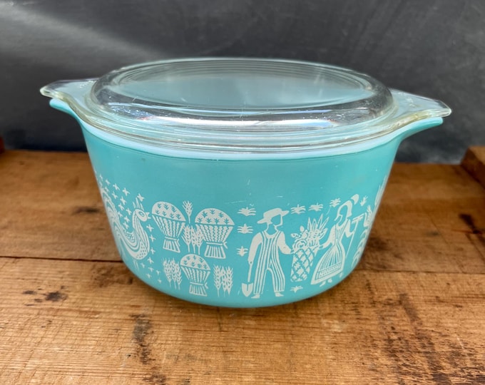 PYREX White on Blue Butterprint 473 1 Qt Casserole Dish With Lid 470 C ...