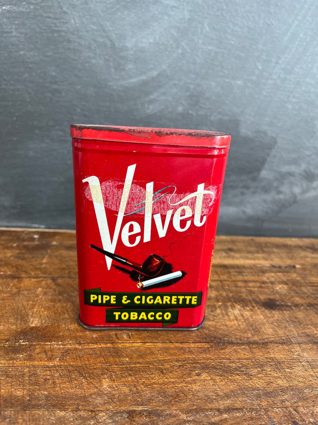 Vintage Velvet Pipe and Cigarette Tobacco Tin, Liggett and Myers ...