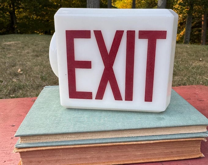 Vintage 1920s Antique Exit Sign Milk Glass Double Sided Theater Wedge ...