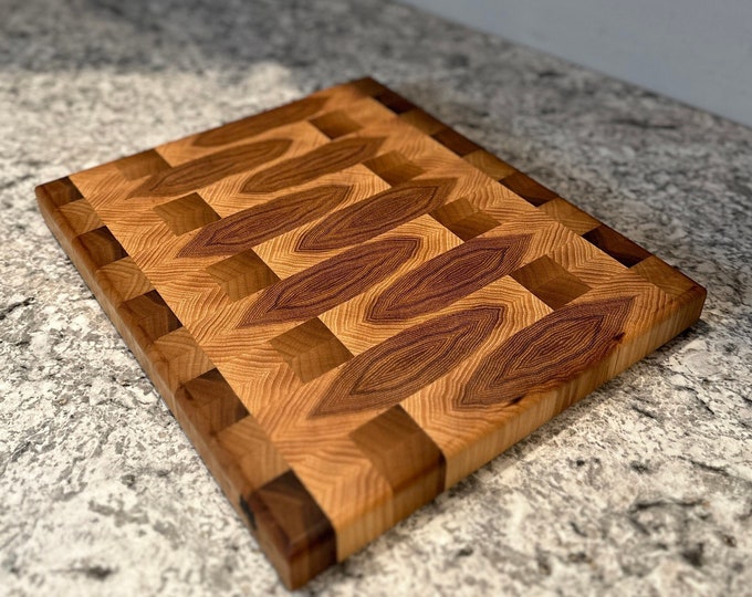 Cutting Board → End Grain. Wood → Hickory, Walnut. Size → 13 1/2"x11 1/ ...