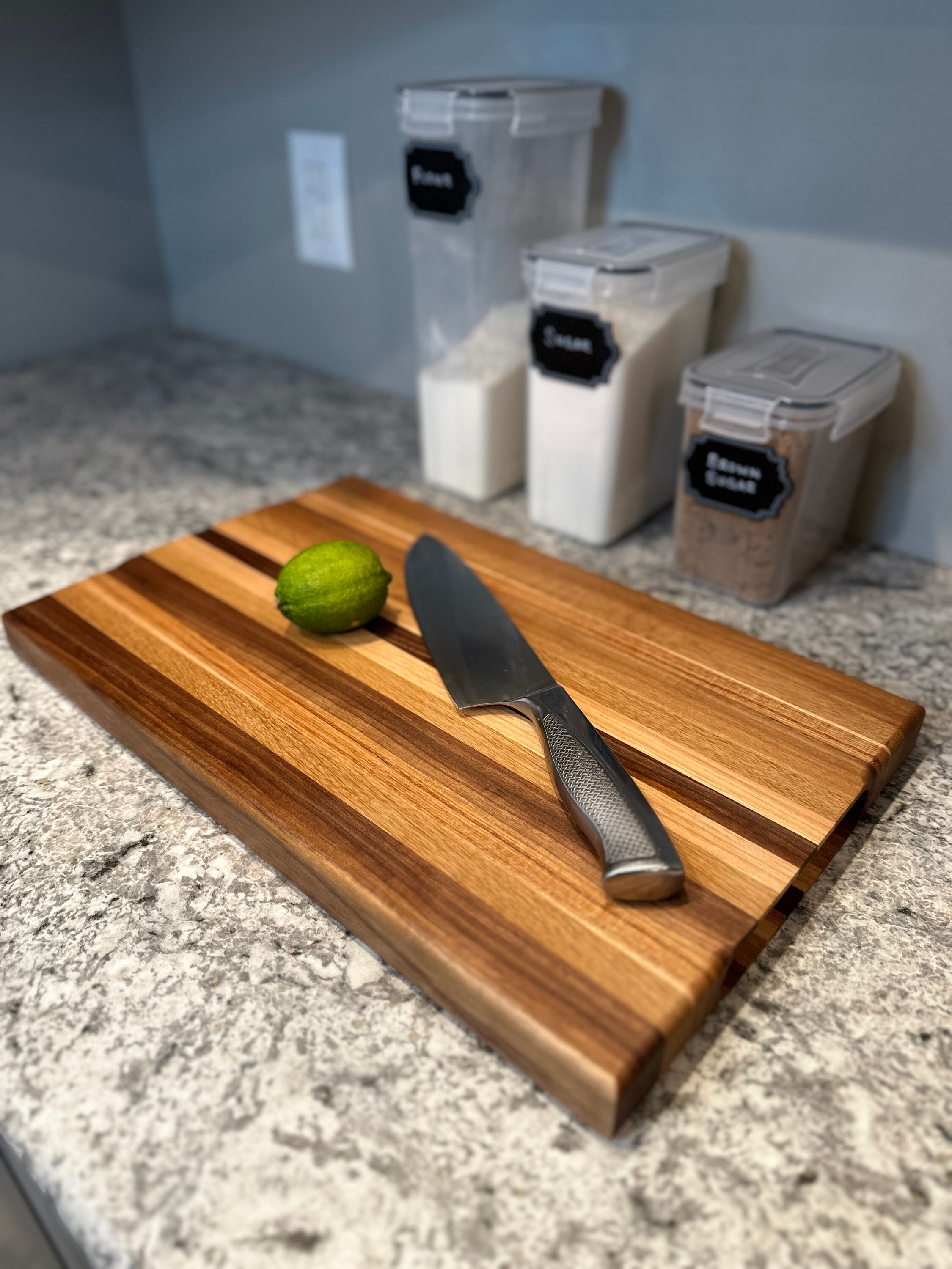 Cutting Board Edge Grain. Wood Hickory, White Oak and Walnut. Size 17 3 ...