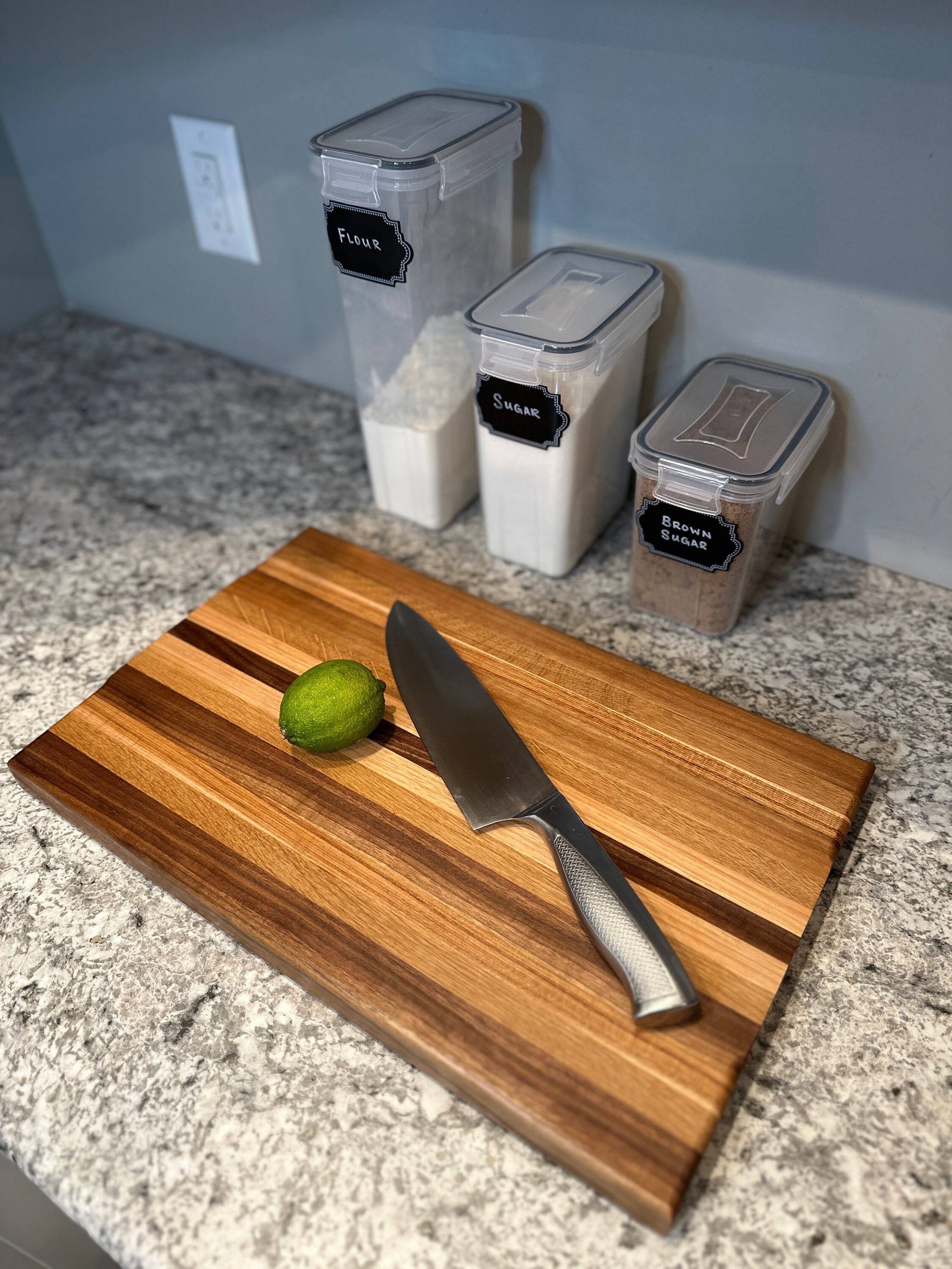 Cutting Board Edge Grain. Wood Hickory, White Oak and Walnut. Size 17 3 ...