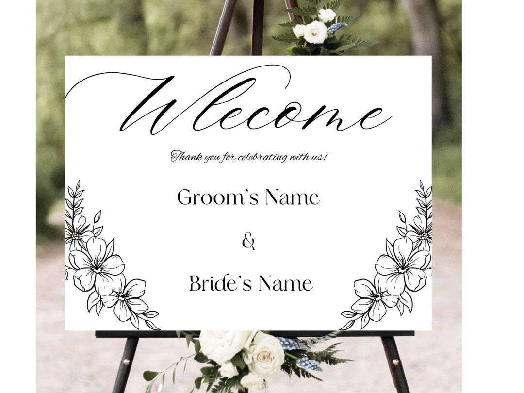 Wedding Sign; Welcome Sign; Welcome Wedding Sign; Simple Wedding Sign ...