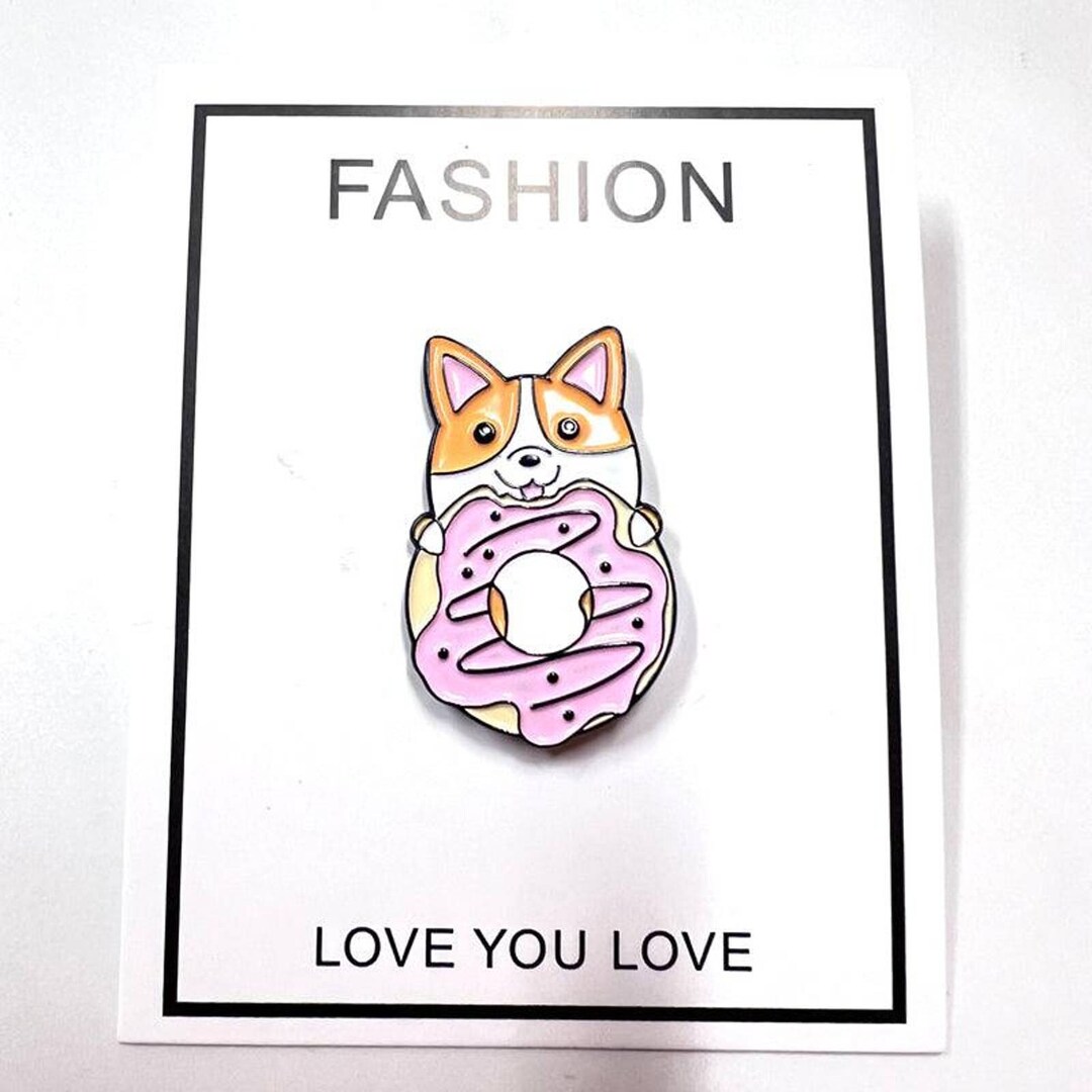 Corgi Pin Eating Donut Dog Enamel Pin - Etsy
