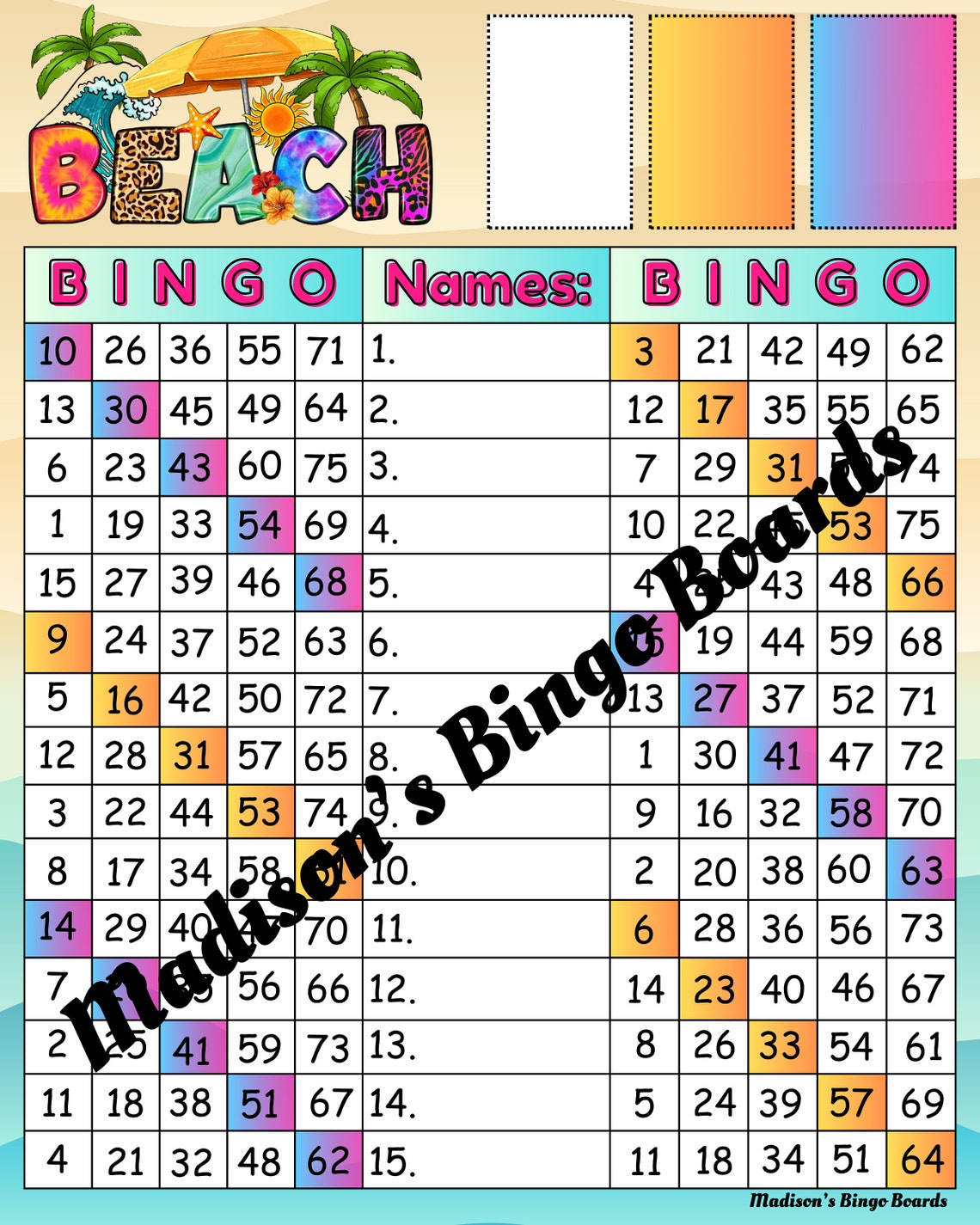 5 Pack of Double Action Bingo Boards Mixed 15 Line, 75 Balls - Etsy