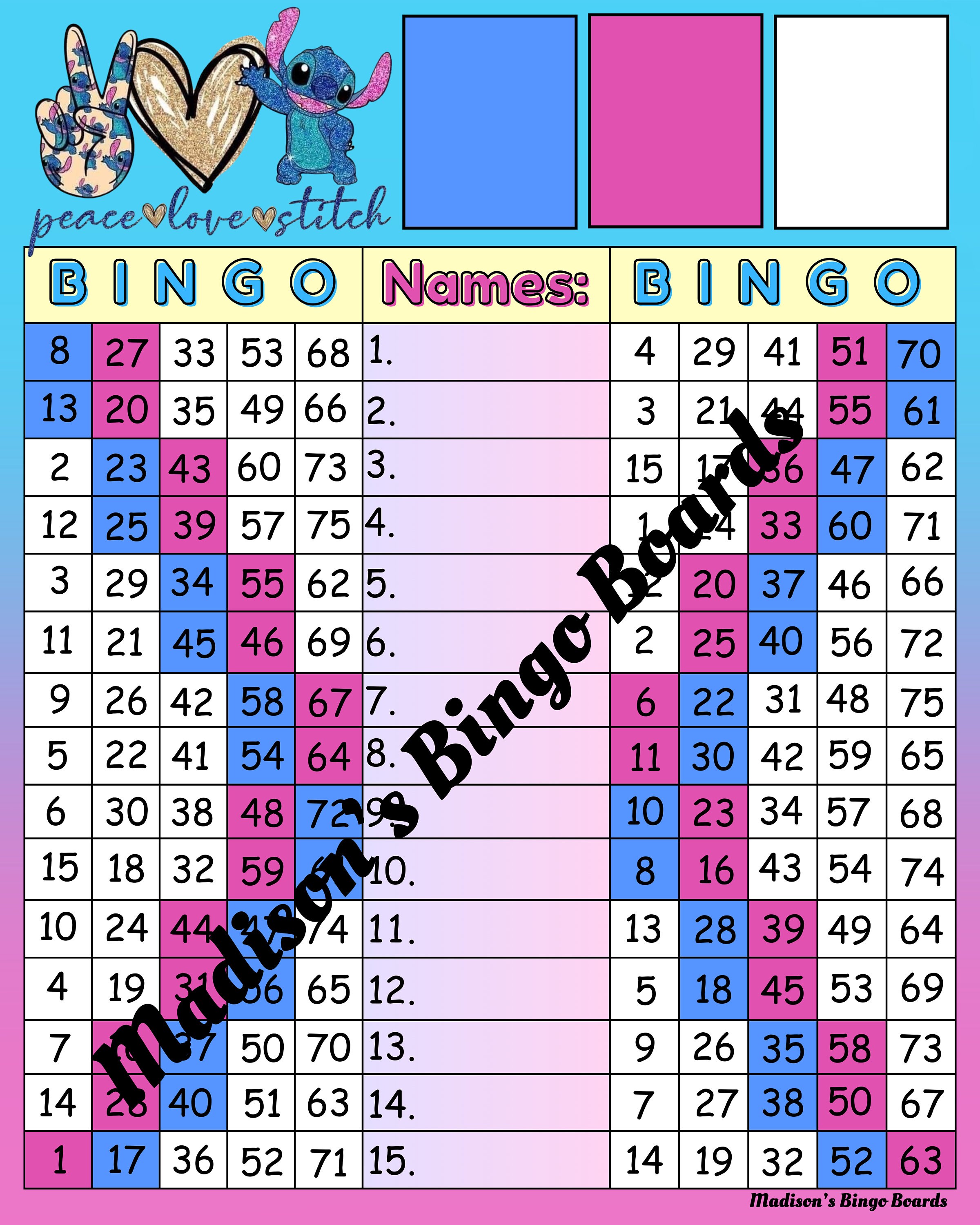 5 Pack of Double Action Bingo Boards Mixed 15 Line, 75 Balls - Etsy