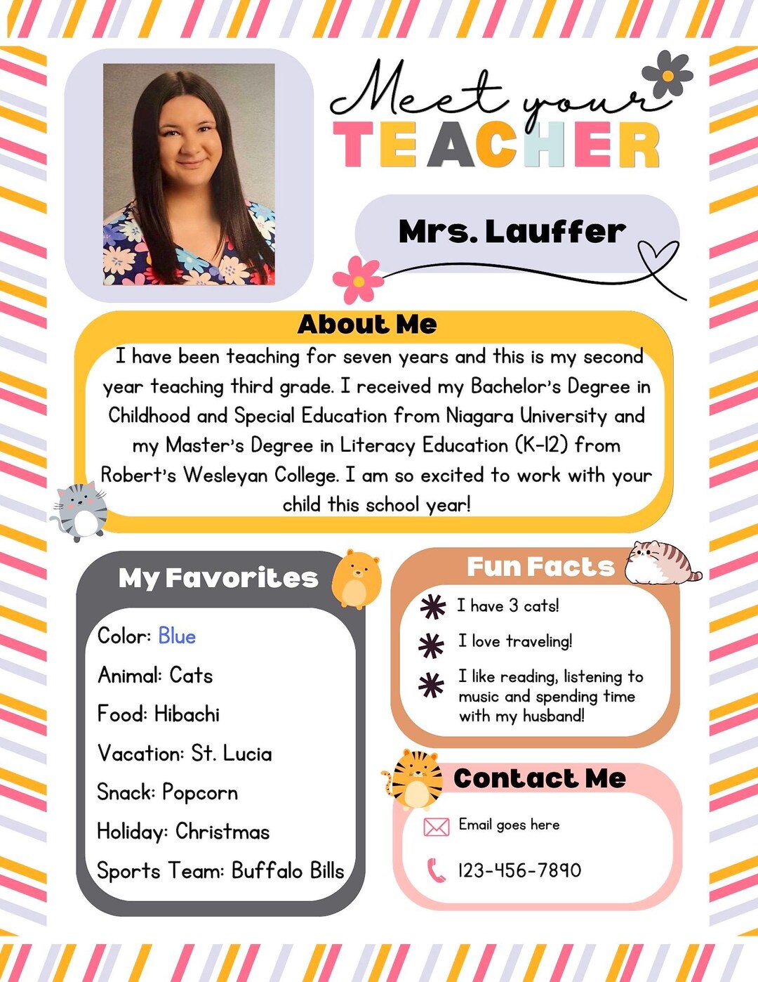 Meet the Teacher Classroom Printable Template, Teacher Introduction ...