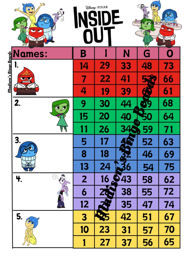 Inside Out Block Bingo Boards (straight & Mixed) - Etsy