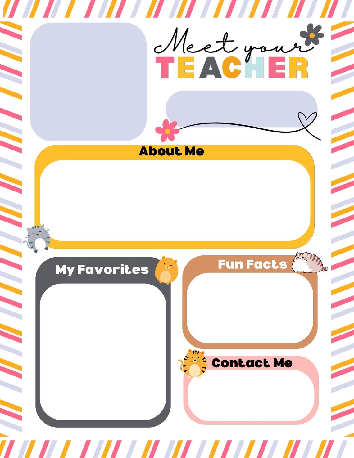 Meet the Teacher Classroom Printable Template, Teacher Introduction ...