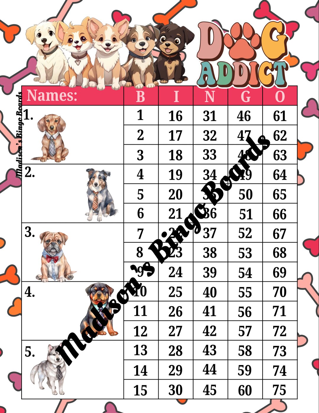 Dog Addict Block Bingo (straight & Mixed) - Etsy