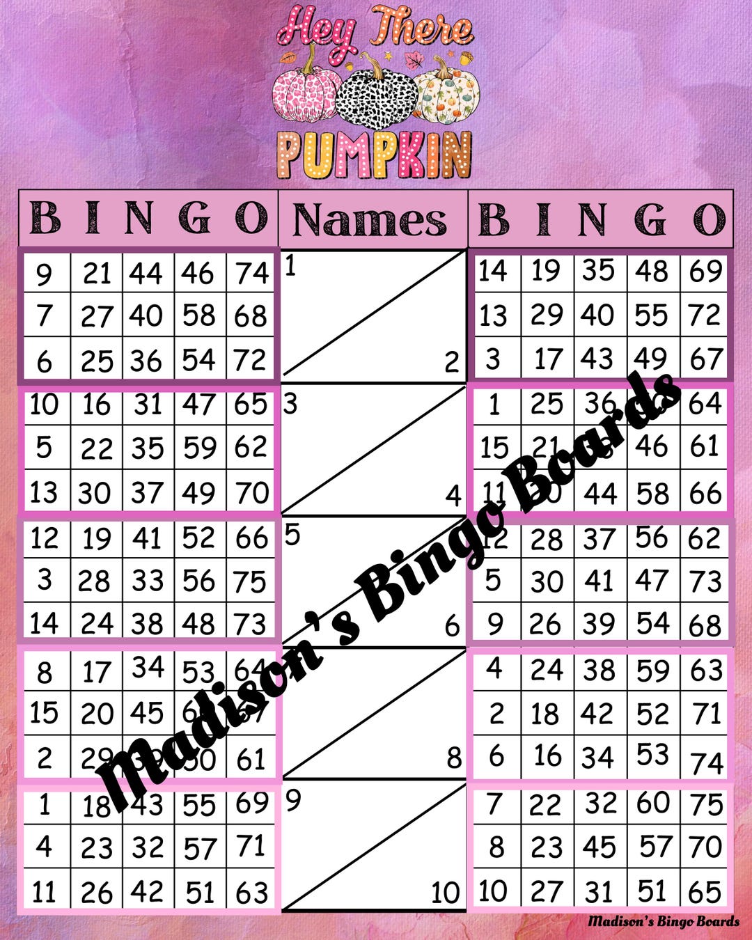 5 Pack of Double Bingo Boards Bundle - Etsy