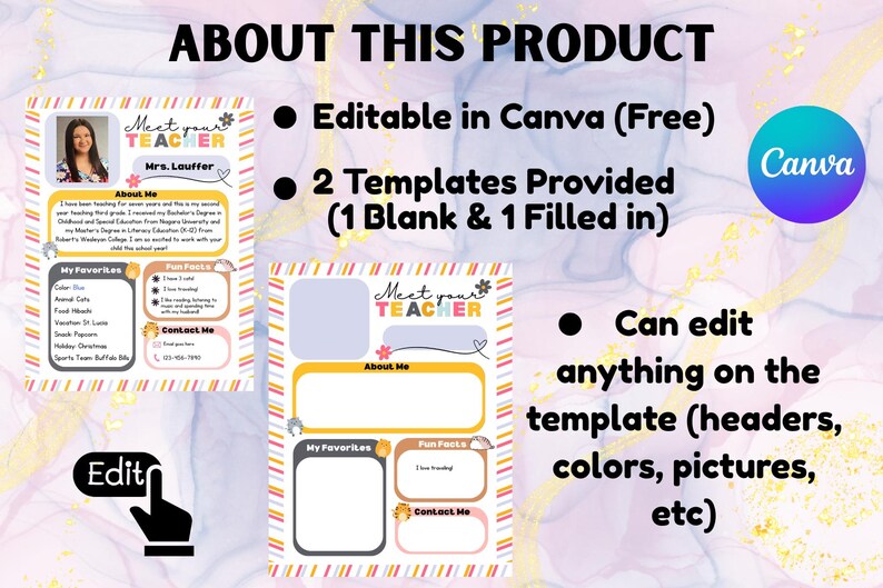 Meet the Teacher Classroom Printable Template, Teacher Introduction ...