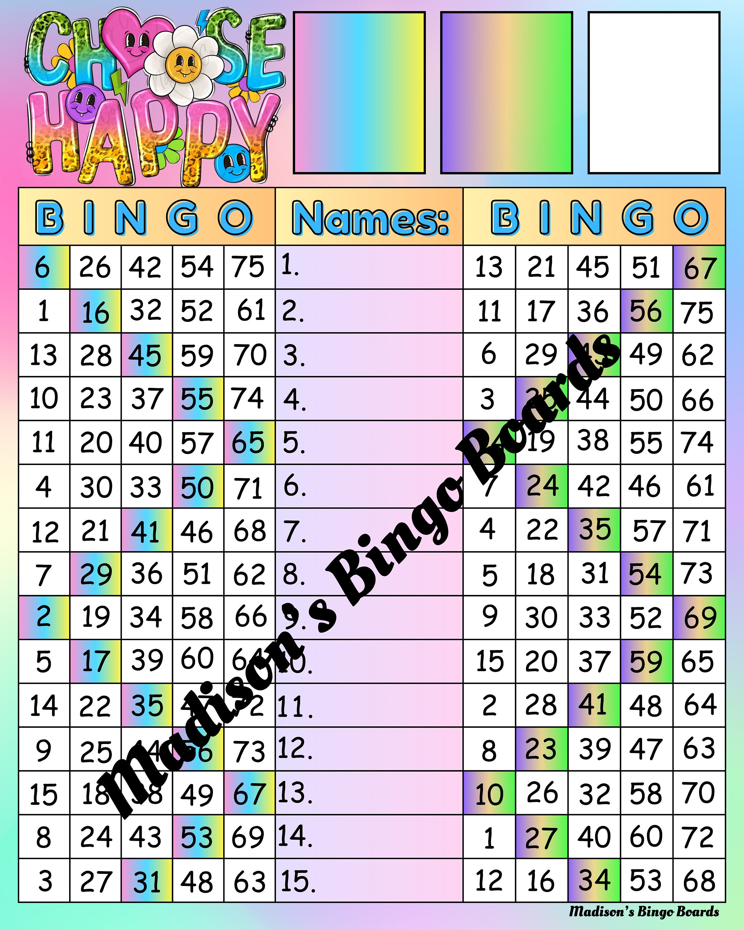 5 Pack of Double Action Bingo Boards Mixed 15 Line, 75 Balls - Etsy