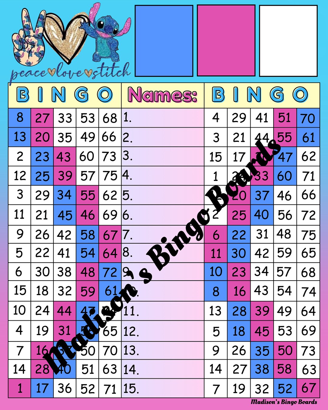 5 Pack of Double Action Bingo Boards Mixed 15 Line, 75 Balls - Etsy