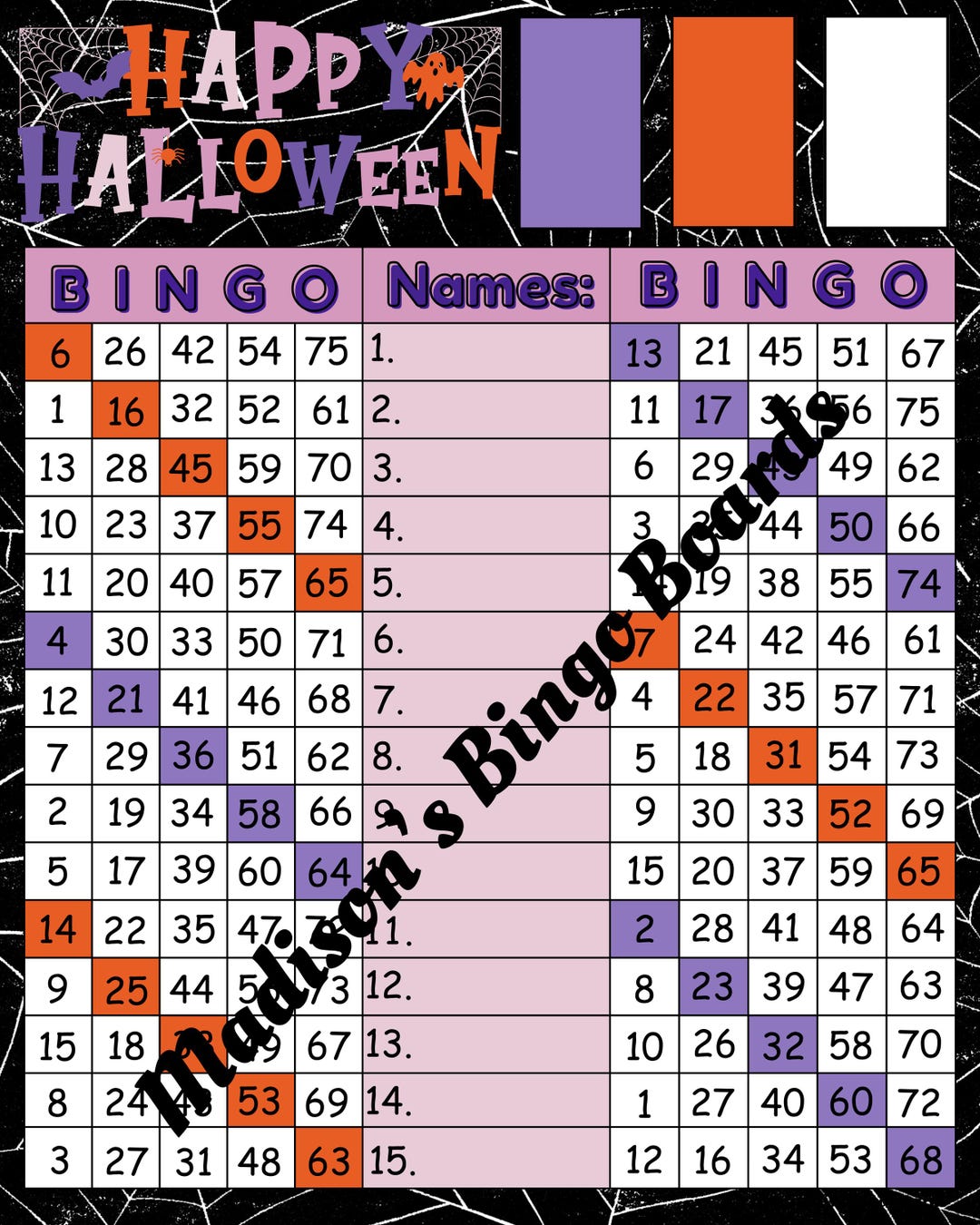 Halloween Double Bingo Board - Etsy
