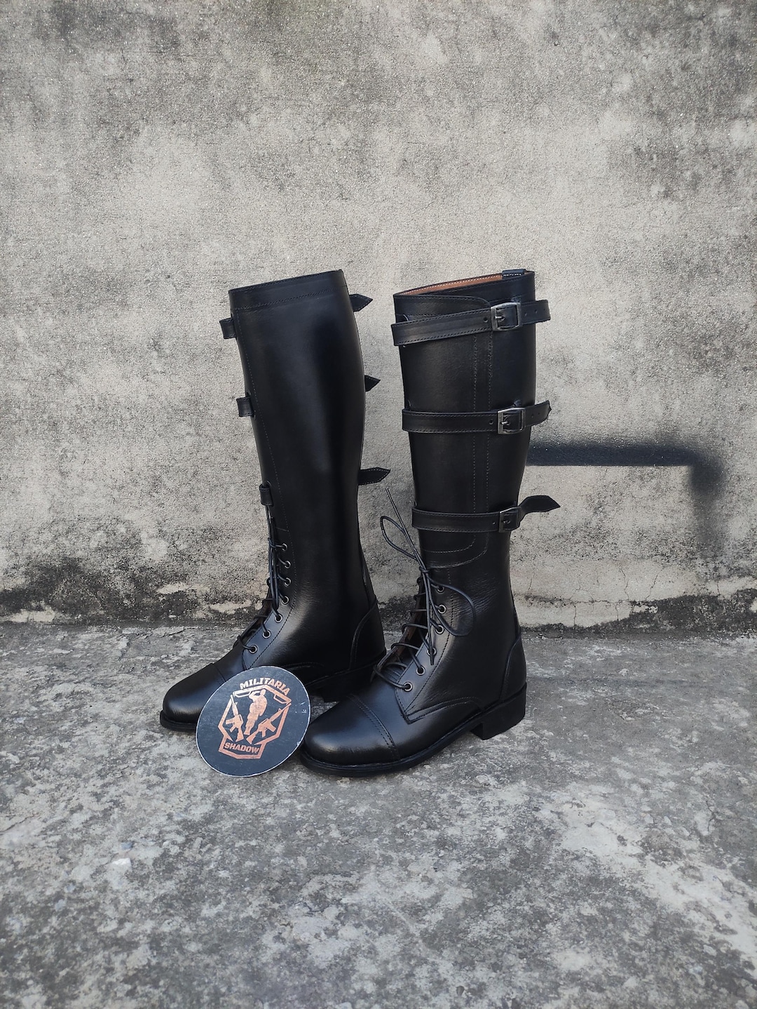 US M40 Cavalry Officer Leather Boots: 3-buckle Military Riding Boots ...