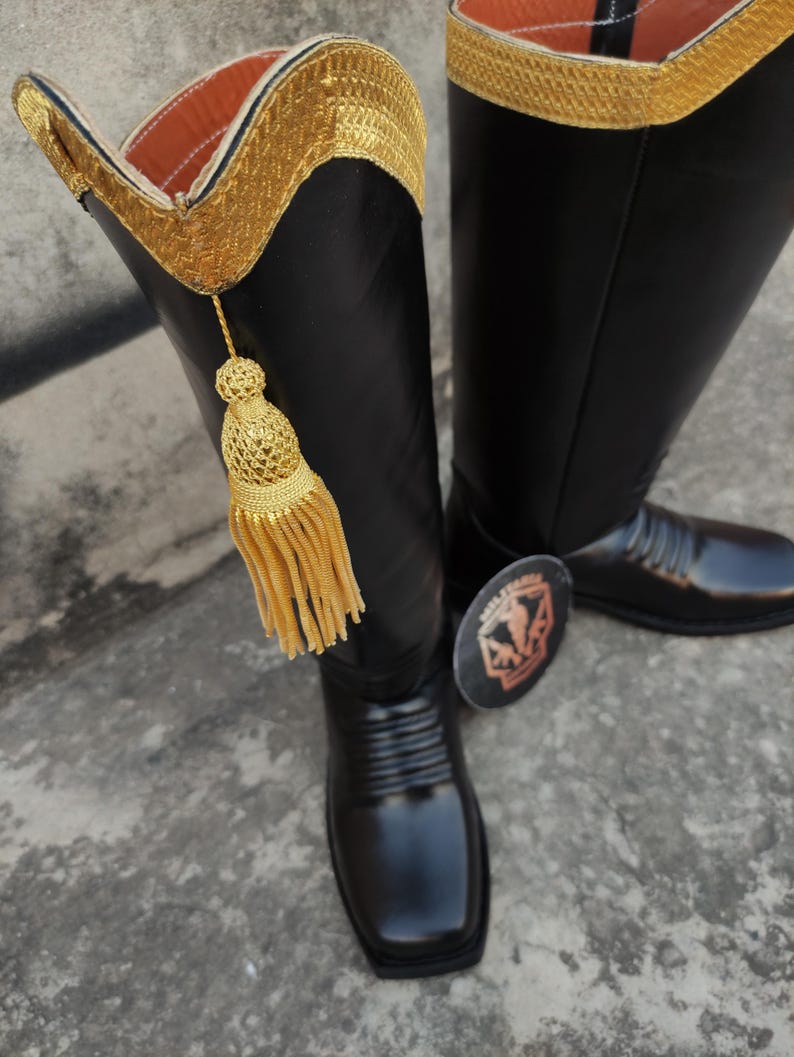 Custom Hessian Riding Boots With Leather Sole Square Toe – Military ...