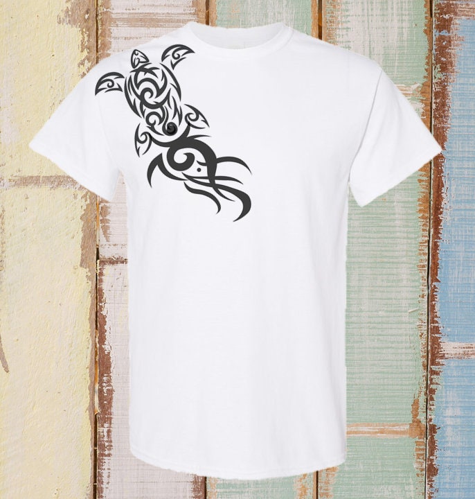 Sea Turtle T-shirt, Tribal Turtle Shirt, Turtle Swimming Shirt, Turtle ...