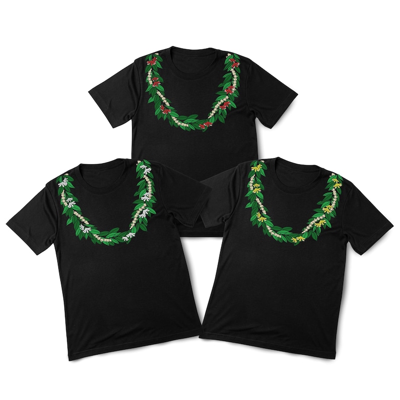 Lei Shirt, Pikake, Crown Lei, Maile, Puakenikeni Flower Chain Print ...