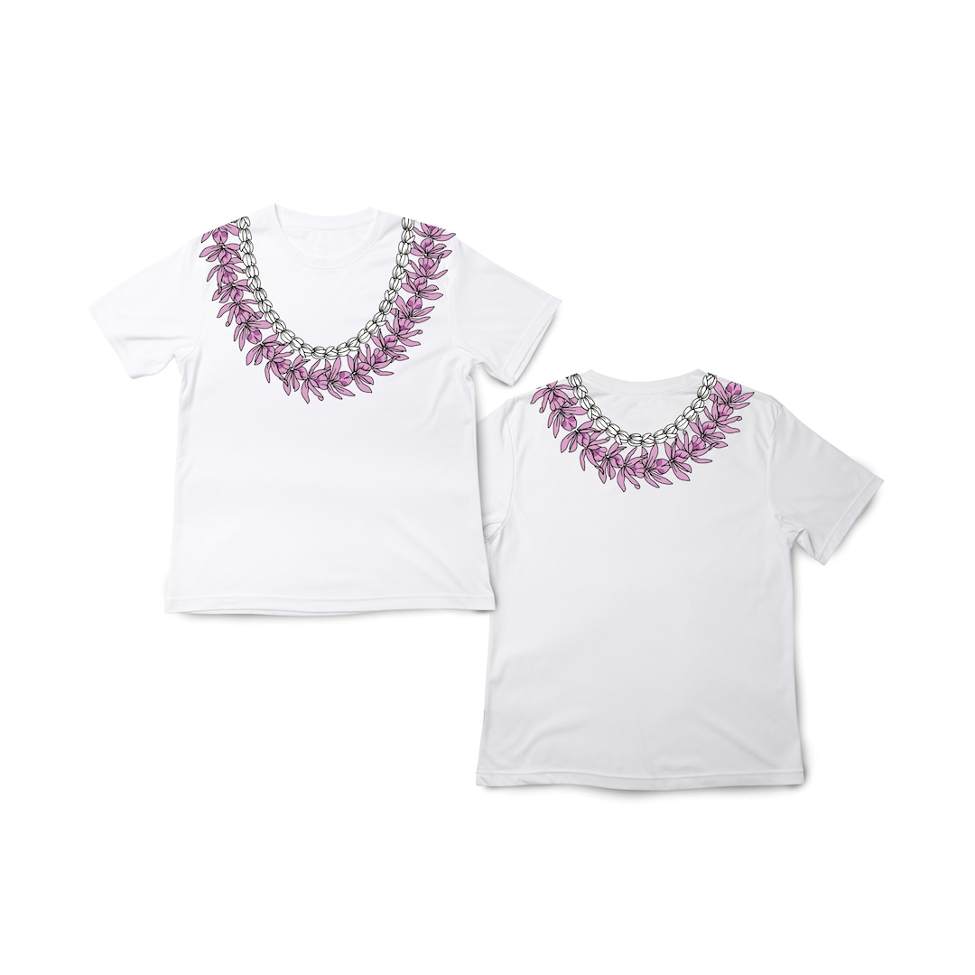 Lei Shirt, Pikake, Crown Lei, Puakenikeni Flower Chain Print, Pink ...
