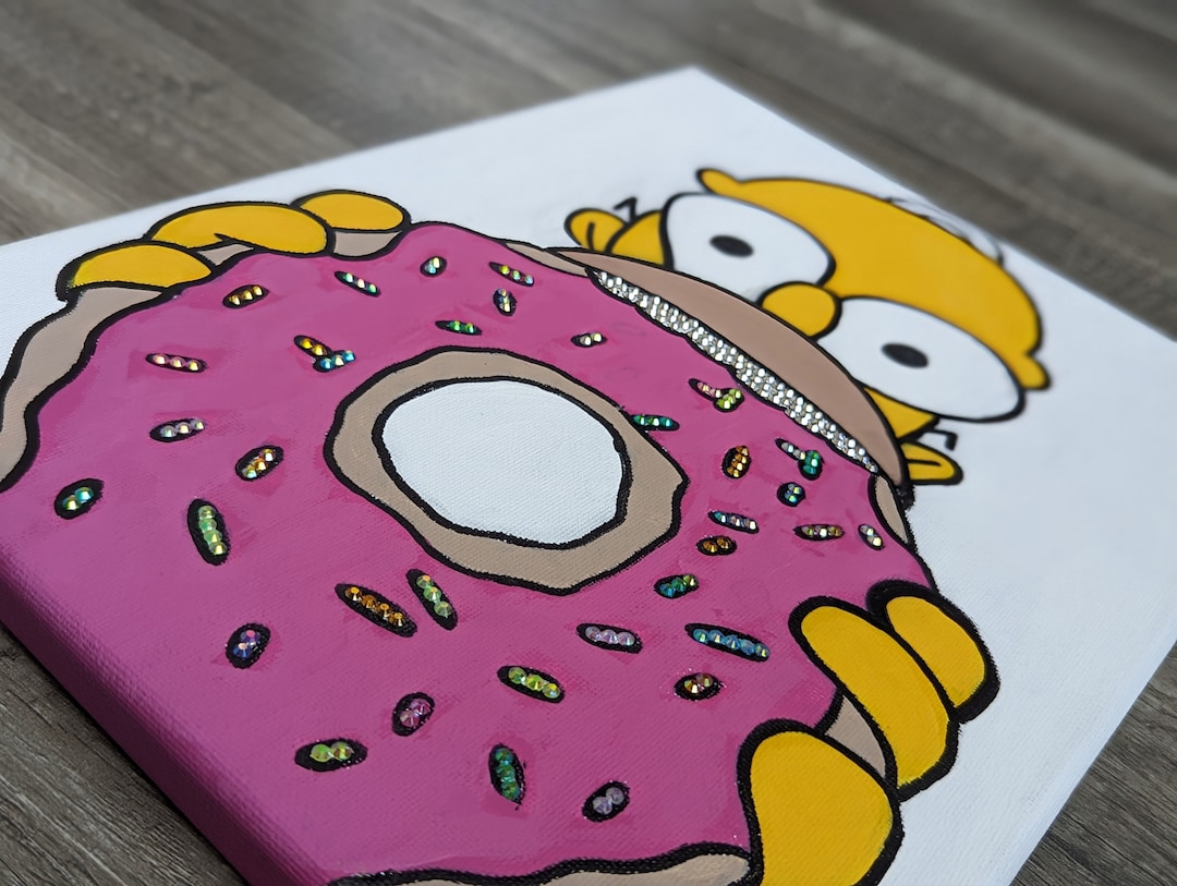 Homer Simpson, the Simpsons, Canvas Art, Homer Eating Donut, Wall Art ...