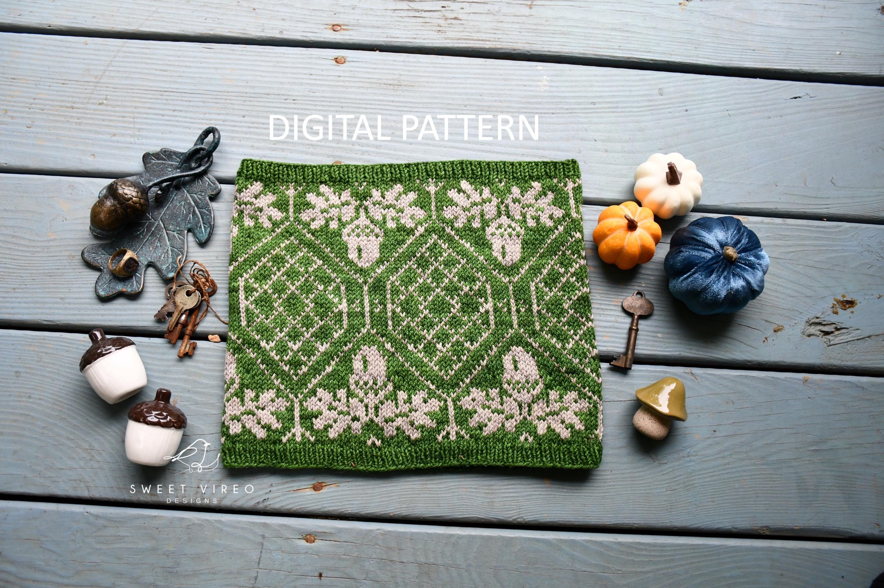 Acorn and Oak Knit Cowl PATTERN: Colorwork Design (DIGITAL DOWNLOAD) - Etsy