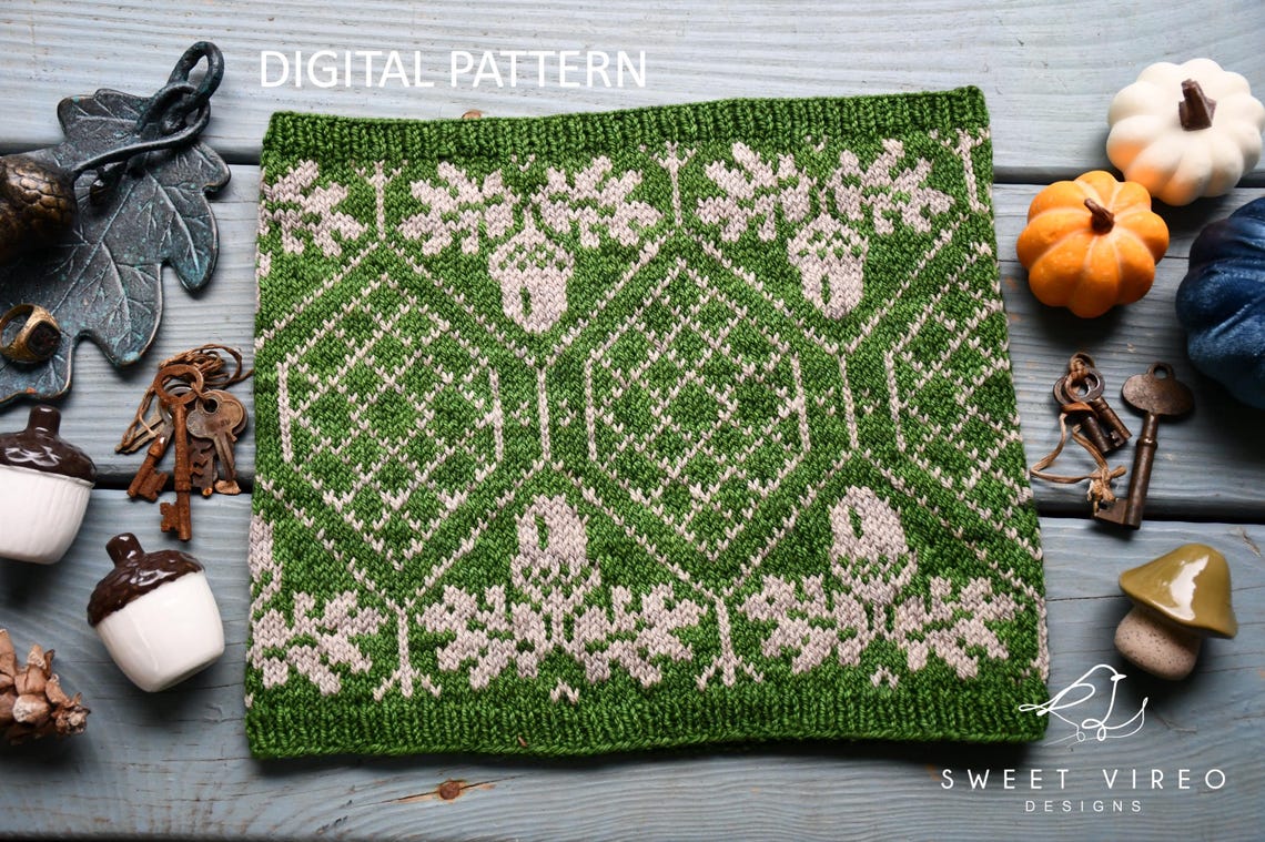 Acorn and Oak Knit Cowl PATTERN: Colorwork Design (DIGITAL DOWNLOAD) - Etsy