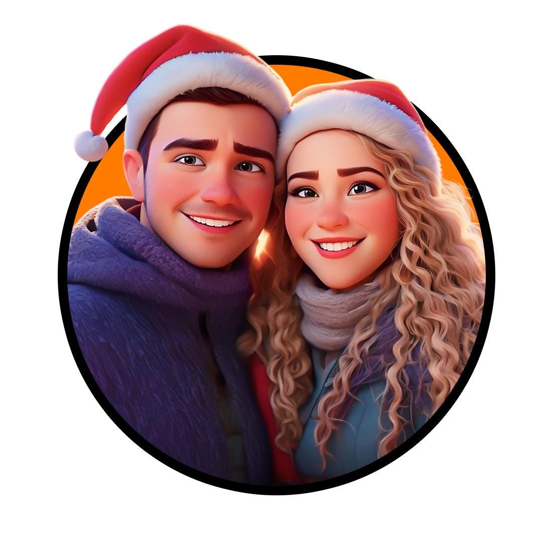 Couple Cartoon Portrait, Cartoon Style, Cartoon Portrait From Photo ...