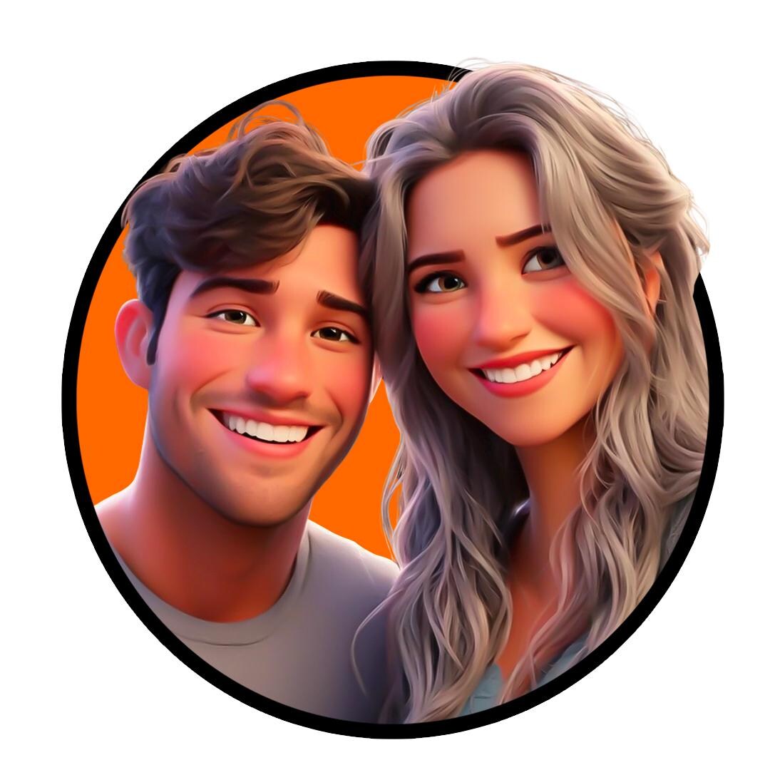 Couple Cartoon Portrait, Cartoon Style, Cartoon Portrait From Photo ...