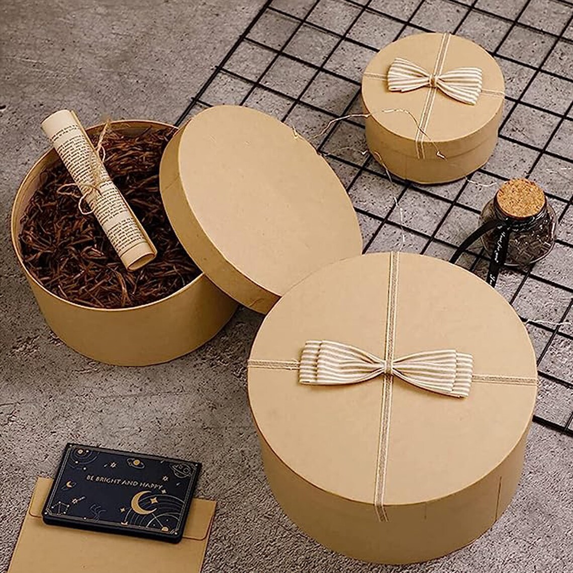 10 Pcs Small Round Paper Mache Box Ø10.2cm X 6cm Small Gift Box With ...