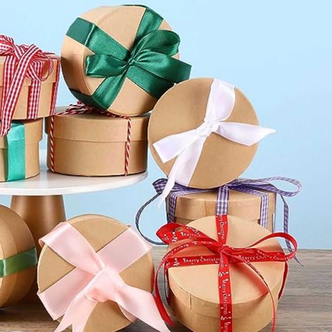 10 Pcs Small Round Paper Mache Box Ø10.2cm X 6cm Small Gift Box With ...