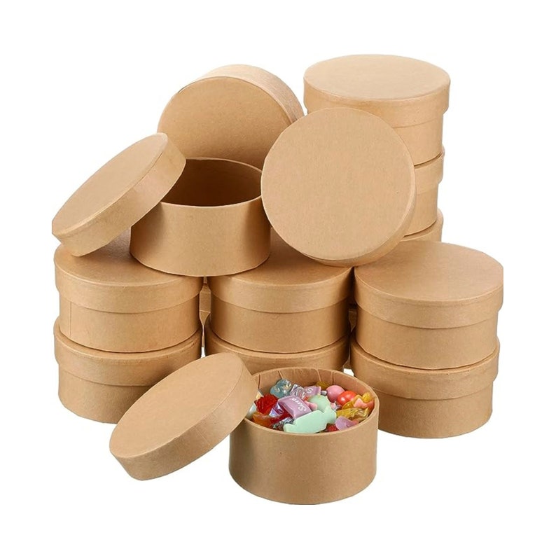 10 Pcs Small Round Paper Mache Box Ø10.2cm X 6cm Small Gift Box With ...