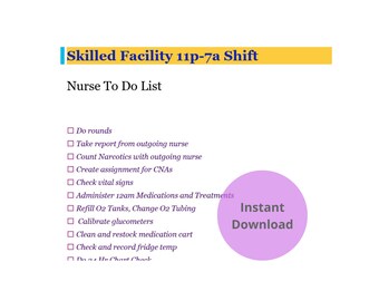Nurse Shift to Do List - Etsy